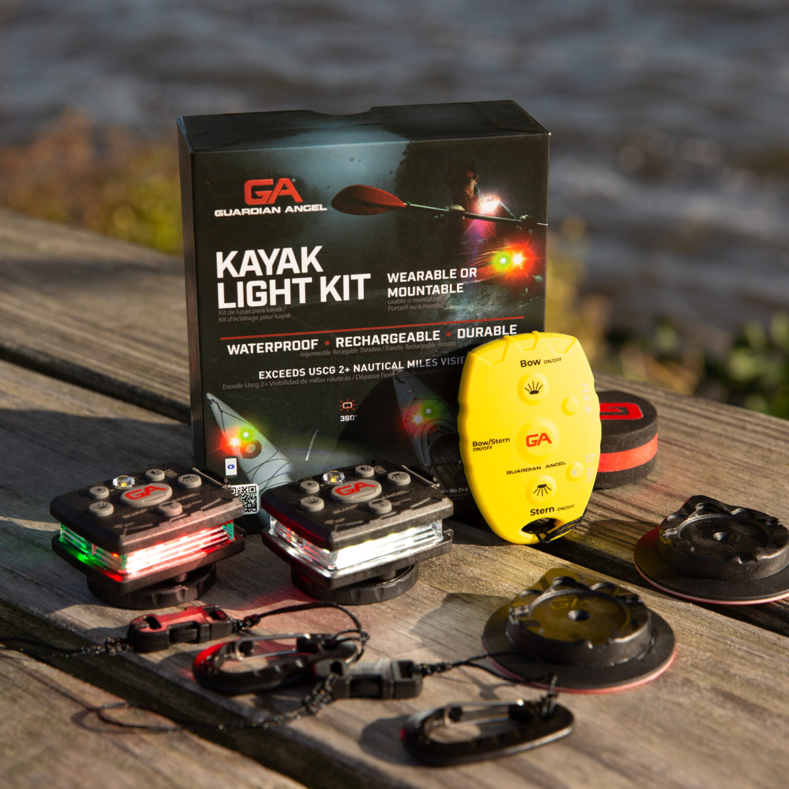 Kayak Light LED - Rechargeable, Red/Green USCG | Guardian Angel™